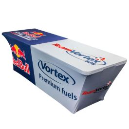Custom 8ft Stretch Tablecloth for Promo Events | Quick Quotes